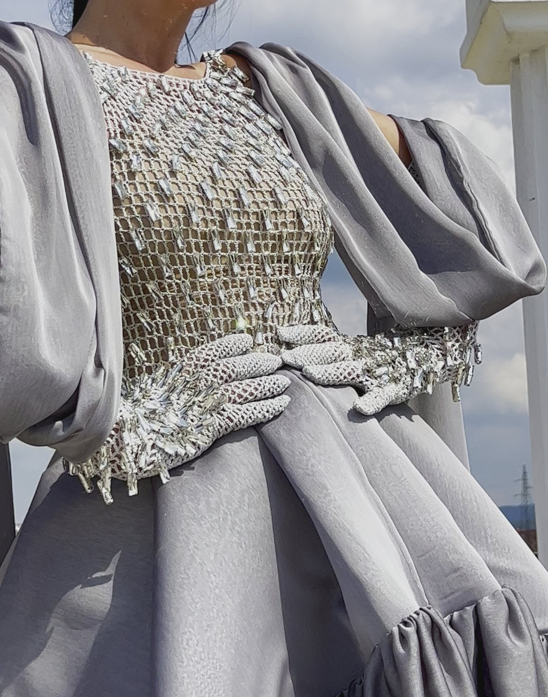 Freya Gray Crystal Evening Dress – D&D Clothing