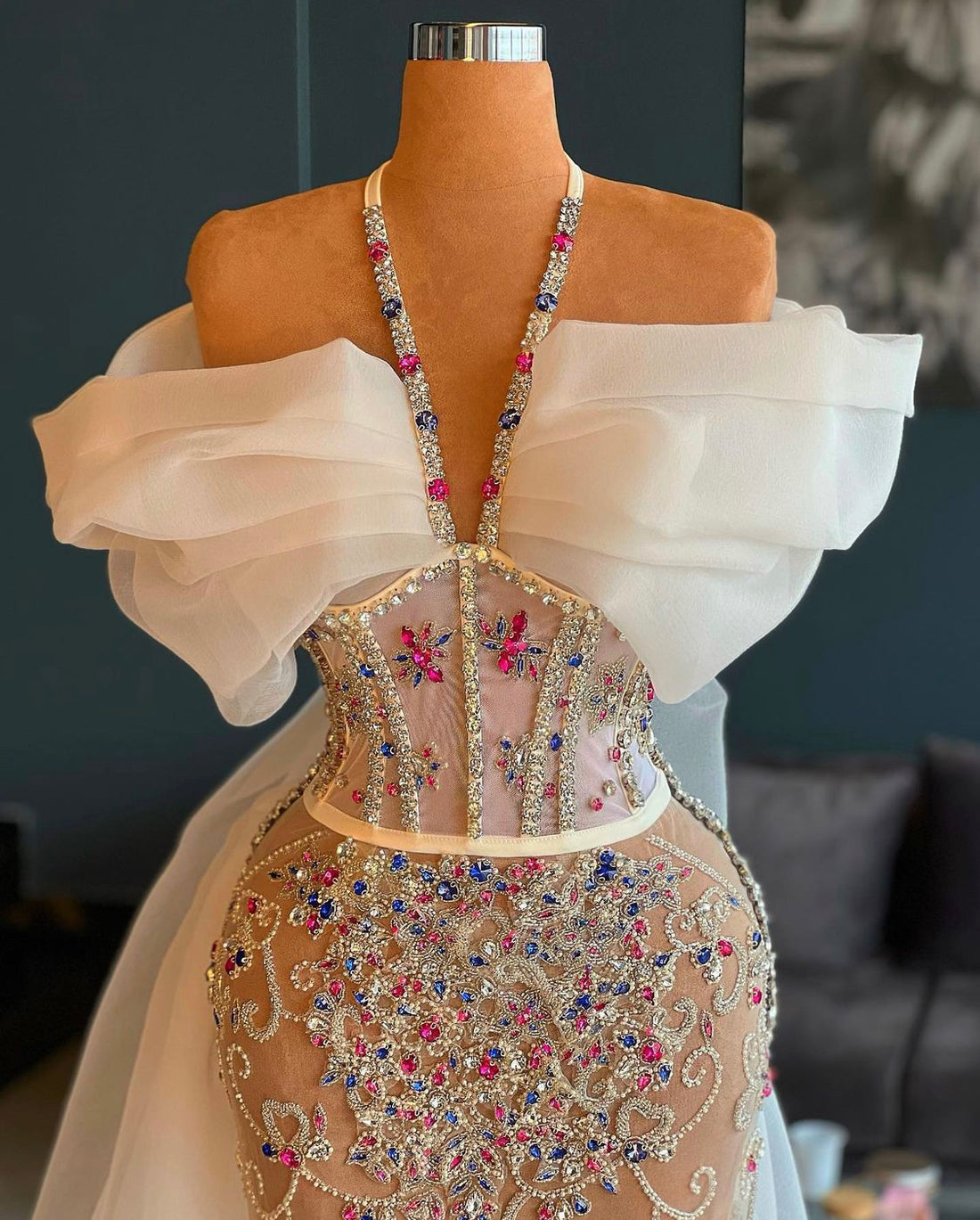 Madeline Luxury White Off-Shoulder Evening Dress – D&D Clothing