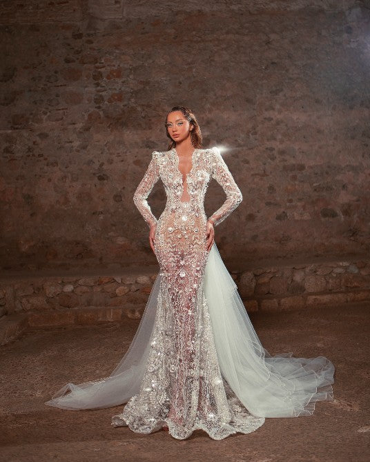 Aliya Elegant Long Sleeves White Wedding Dress – D&D Clothing