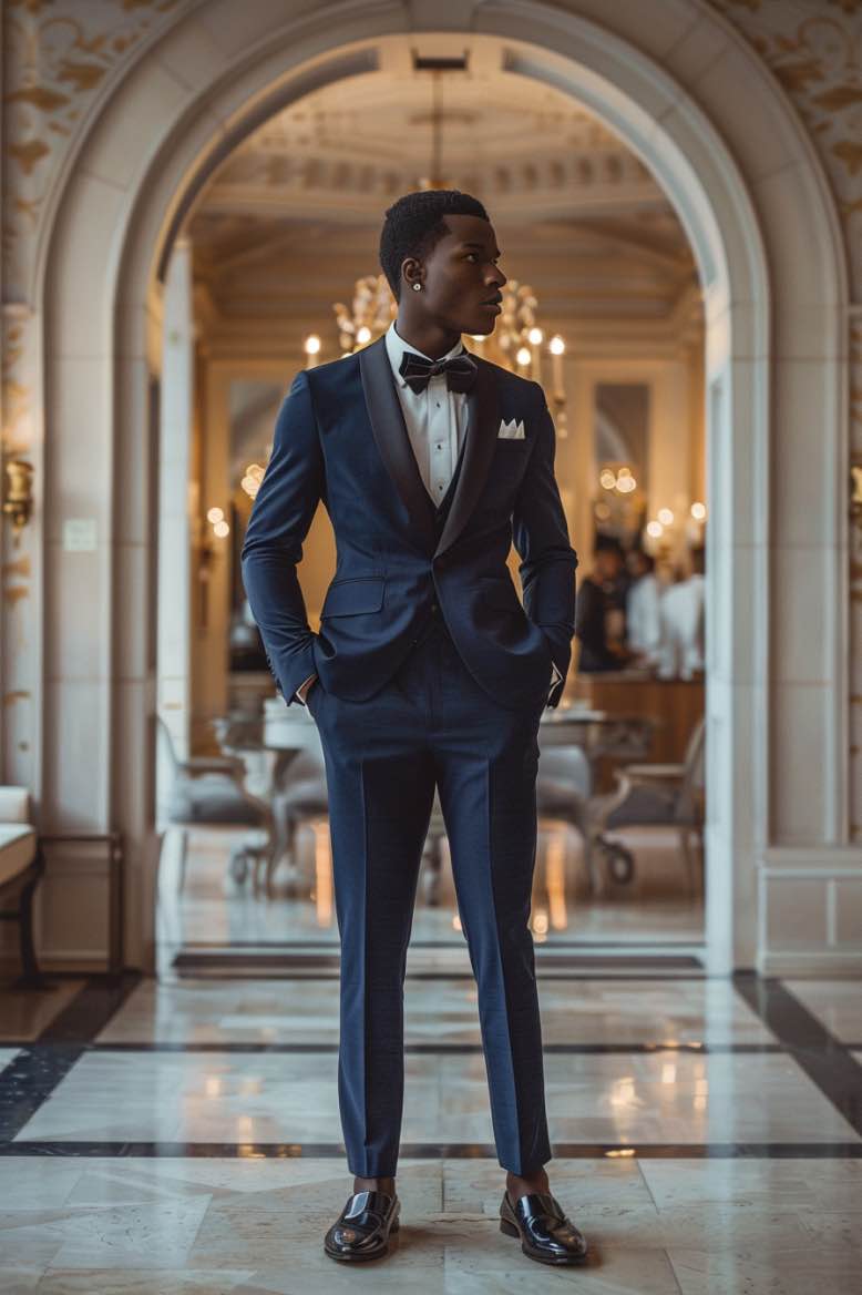 Leon GROOM Blue slim Fit Men Tuxedos Suit – D&D Clothing