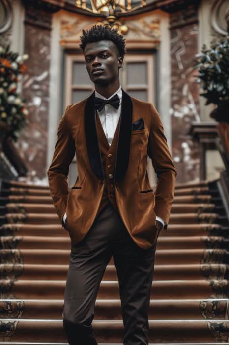 David GROOM Brown Slim Fit Men Tuxedos Suit – D&D Clothing