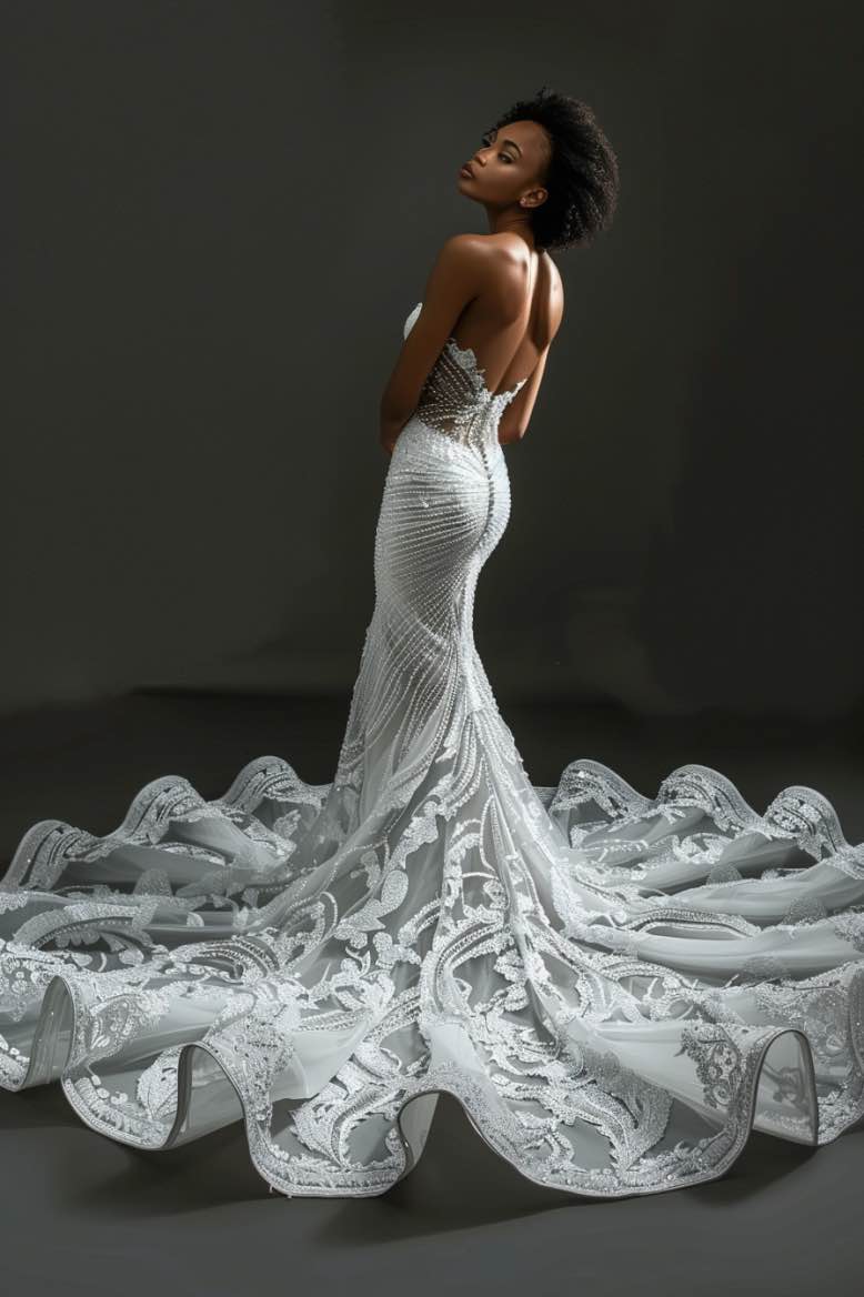 Tilly Luxury Off Shoulder White Mermaid Gown Wedding Dress – D&D Clothing