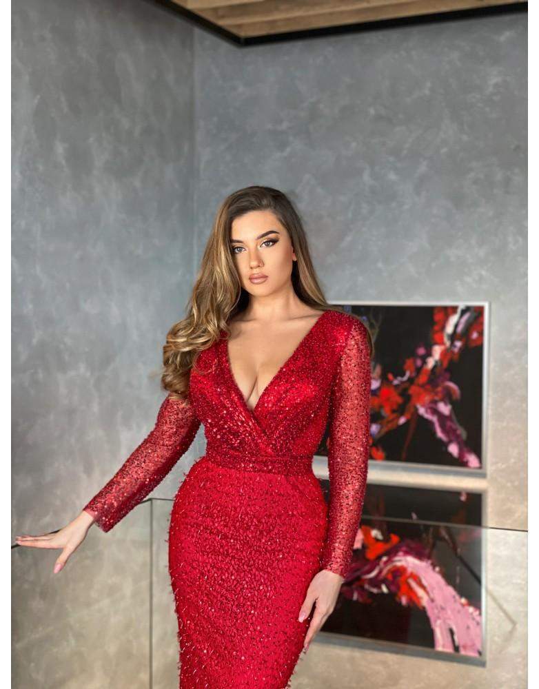 Luxury Evening Gown Dark Red – D&D Clothing