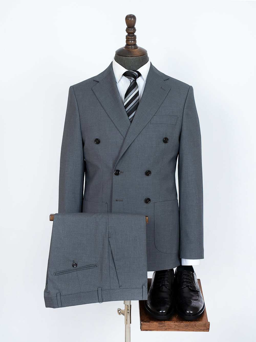Double Breasted Lava Gray Bespoke Men Suit Tailored – D&D Clothing