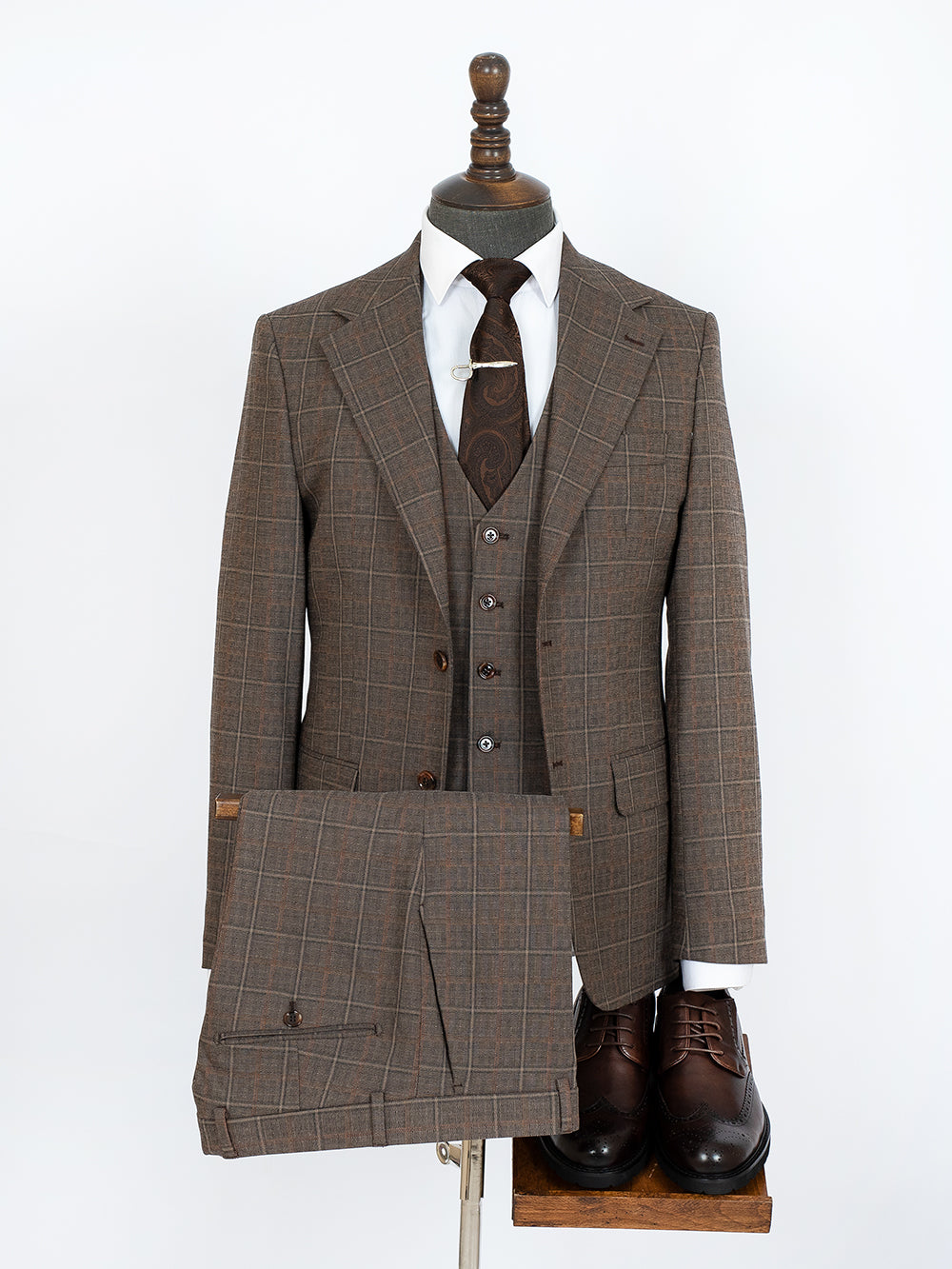 Oak Brown Stripe Bespoke Men Suit Tailored – D&D Clothing